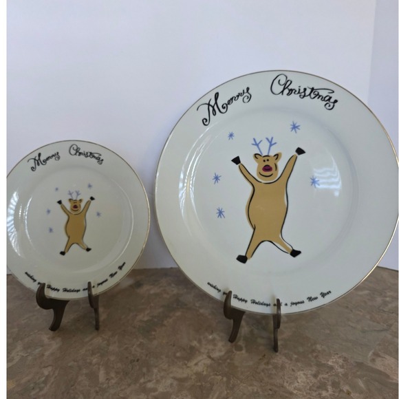 Merry Brite | Dining | Merry Brite Christmas Reindeer Plate Merry ...